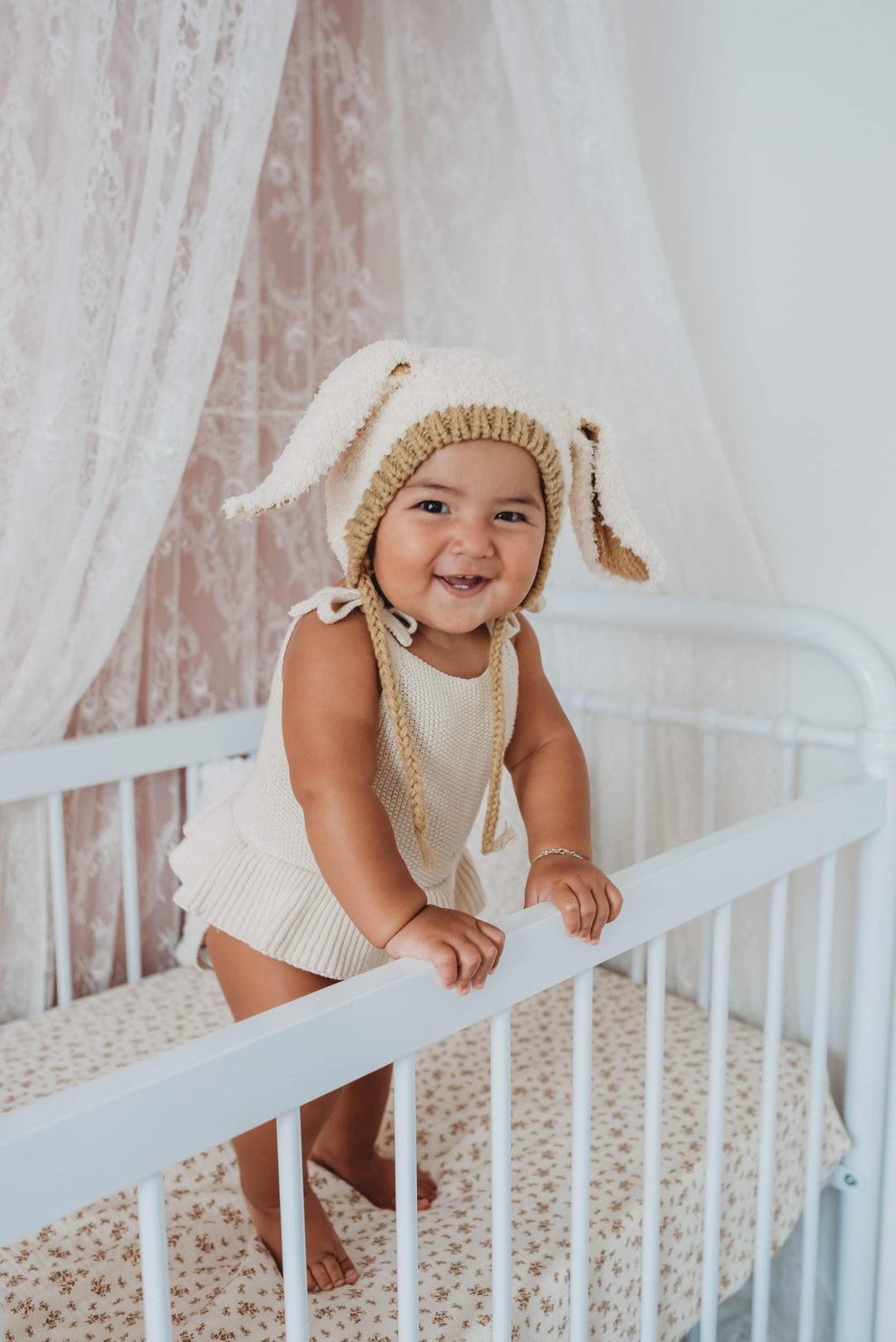 Fluffy Bunny Ear Bonnet - Milk – Little Keepsakes